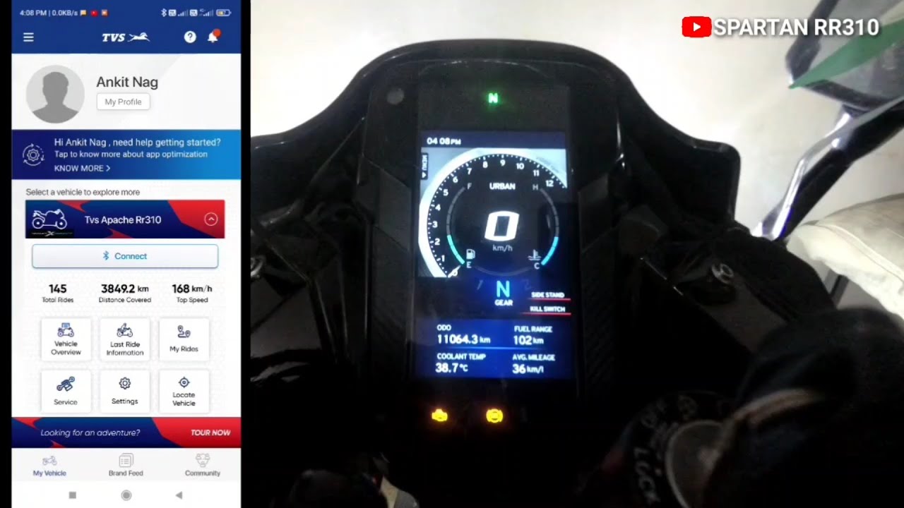 Apache RR310 TFT Display & Features || Bluetooth Connectivity - YouTube