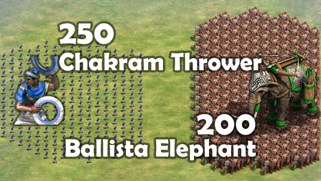 250 Chakram Thrower Vs 200 Ballista Elephant || Age of Empire II ...