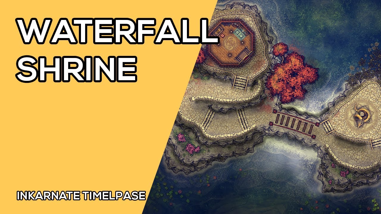 Waterfall Shrine | Inkarnate Timelapse - YouTube