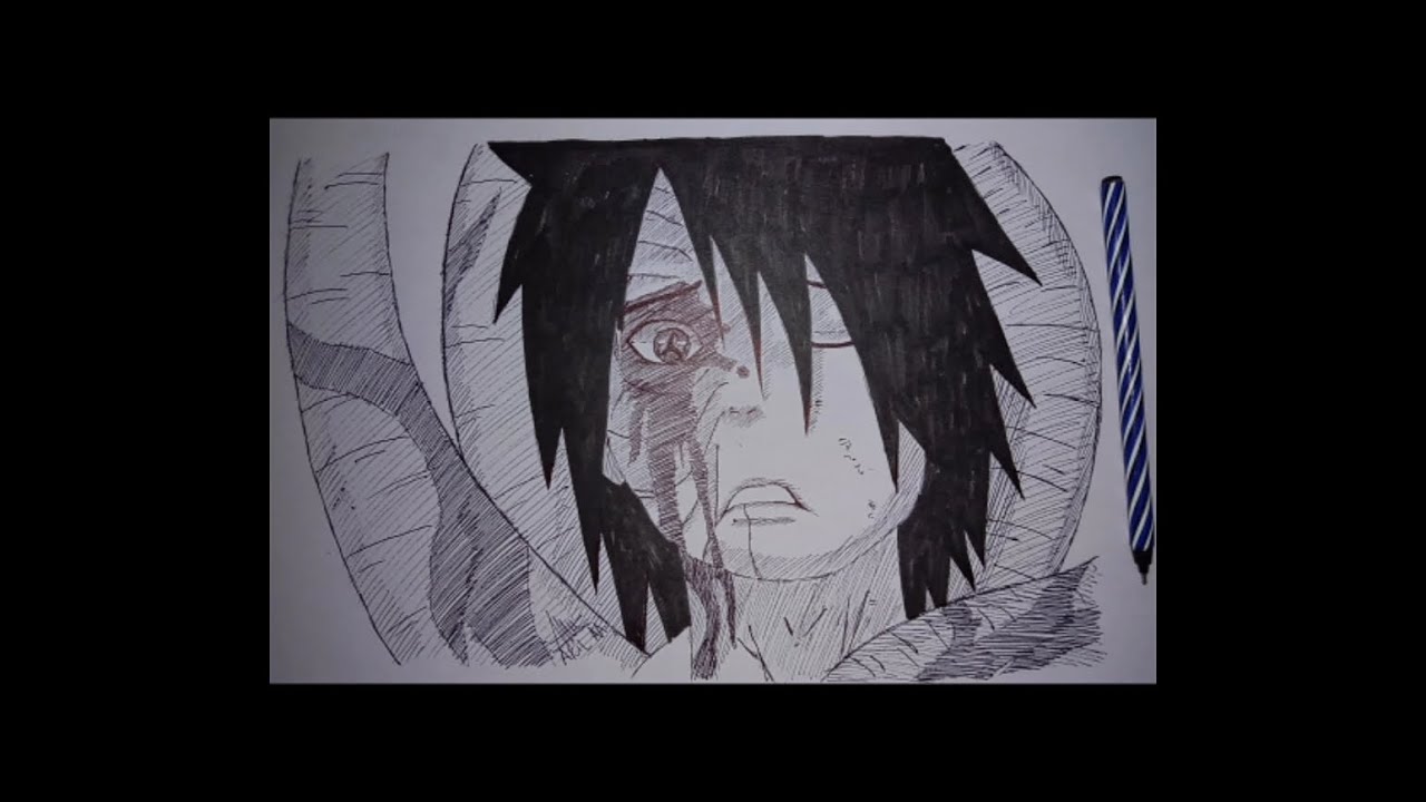 Drawing Obito sad moment "i'm in hell" Naruto shippuden use one pen ...