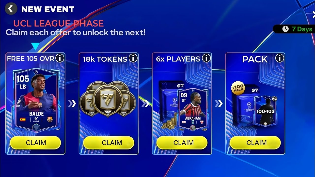 FREE 105 OVR! UCL EVENT IN FC MOBILE, FREE 18k EXTRA TIME TOKENS - YouTube