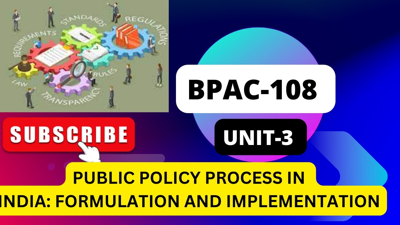 BPAC-108 UNIT 3 PUBLIC POLICY PROCESS IN INDIA: FORMULATION AND ...