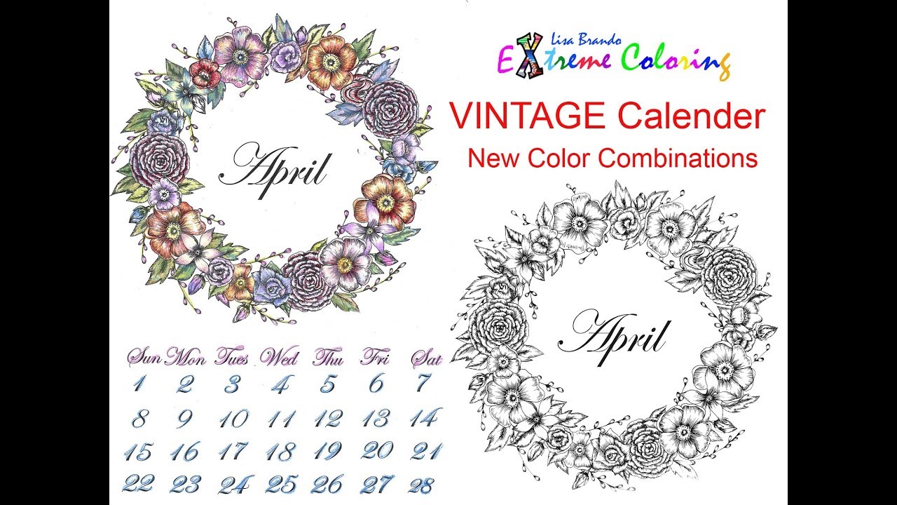 April Calendar Coloring Page With Combination Chart Color By Numbers ...