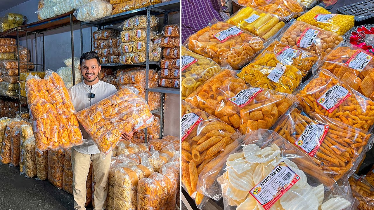 Factory Bulk Making of Crispy Kurkure | 35 Types of Fryums | VD Fryums ...