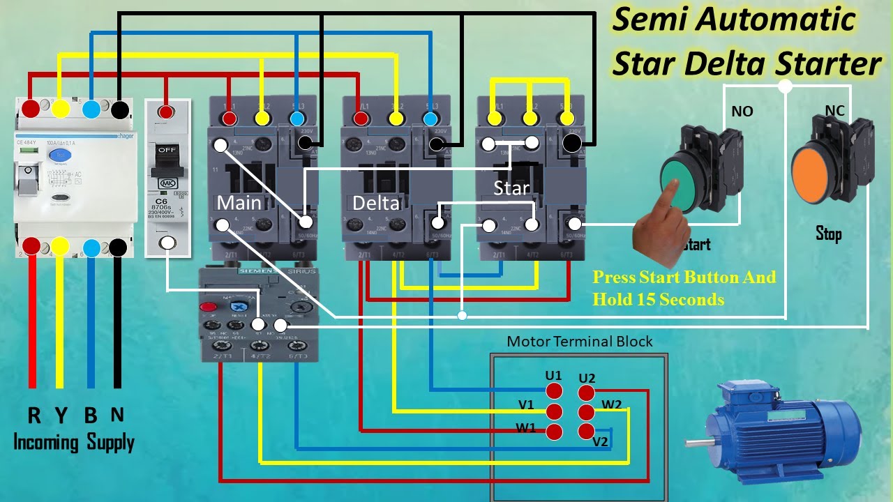 Star Delta Starter Connection without Timer/ Semi Automatic Star And ...