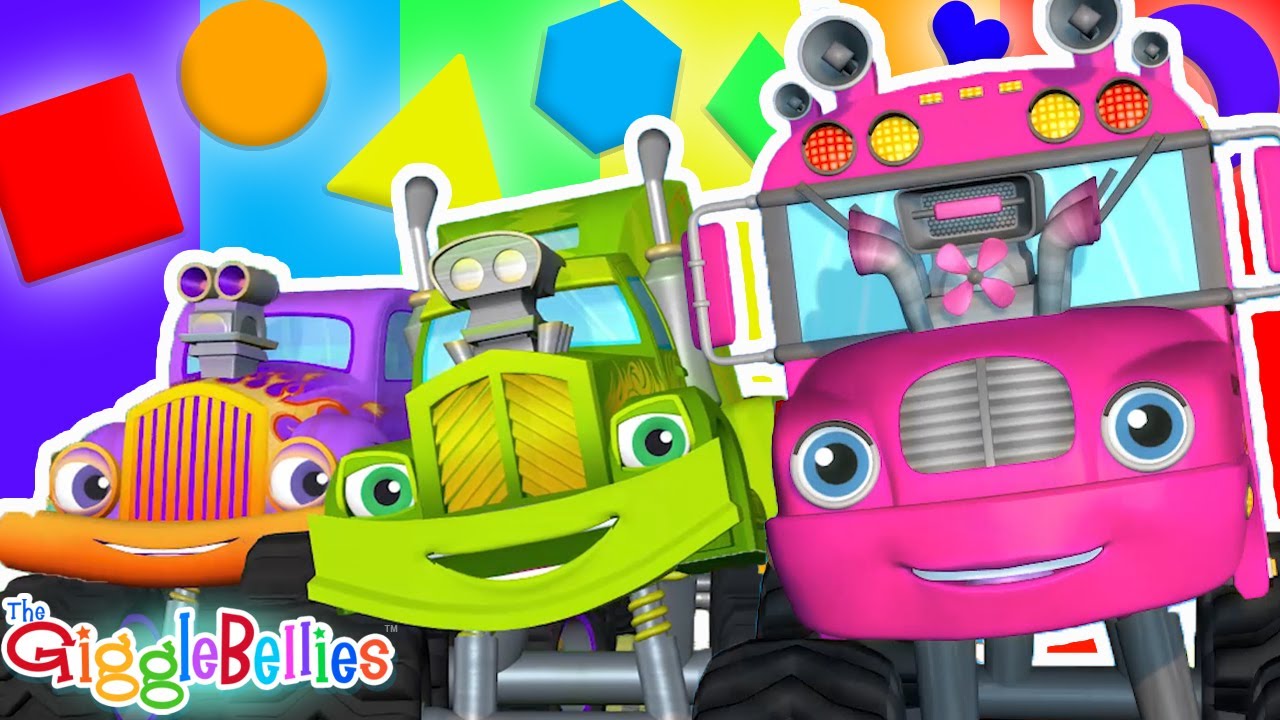 Learn Colors and Shapes with Wheels on the Monster Truck! | Baby Learning | Gigglebellies - YouTube