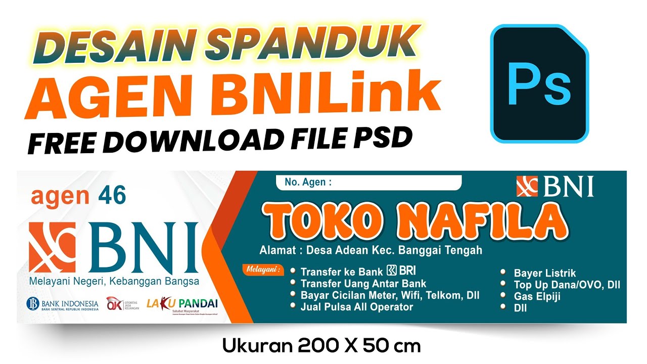 Cara Membuat Desain Spanduk Banner Agen BNI 46 | Free Download PSD ...