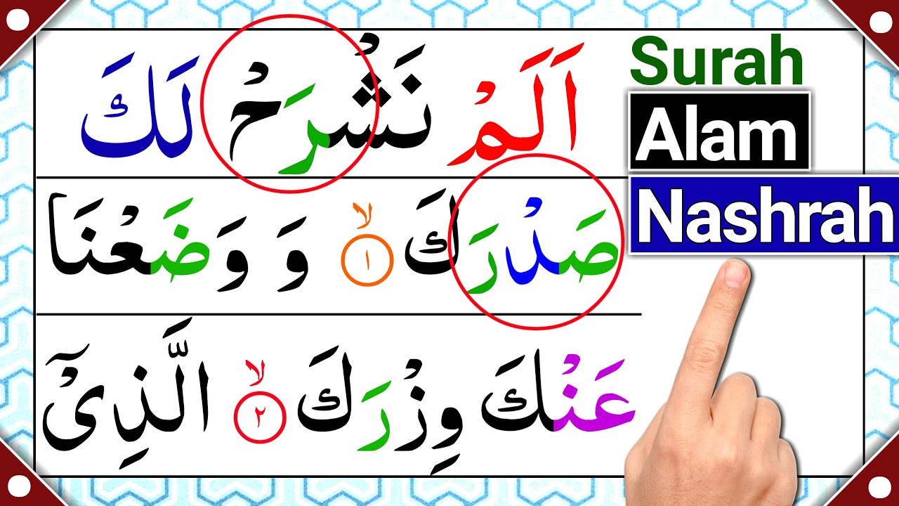 Learn Surah Alam Nashrah Full Word by Word in Hindi - YouTube