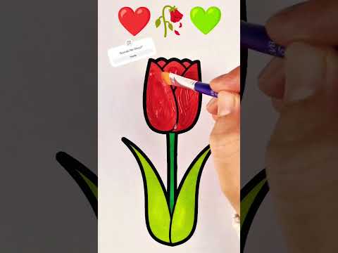 Kolay Gül Çizimi Ve Boyama Videosu, Gül Nasıl Boyanır #boyama #colors #art #drawing #painting