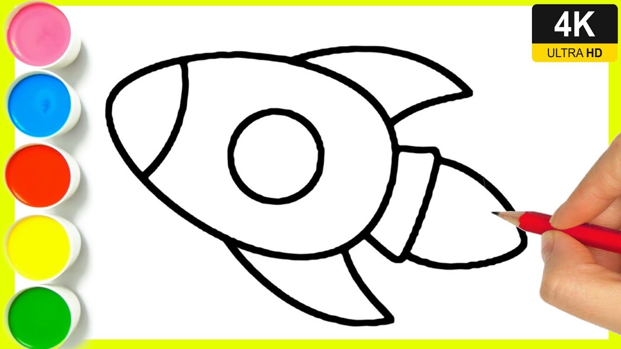 How to draw a Rocket 🚀|| Easy & simple rocket drawing || step by step ...