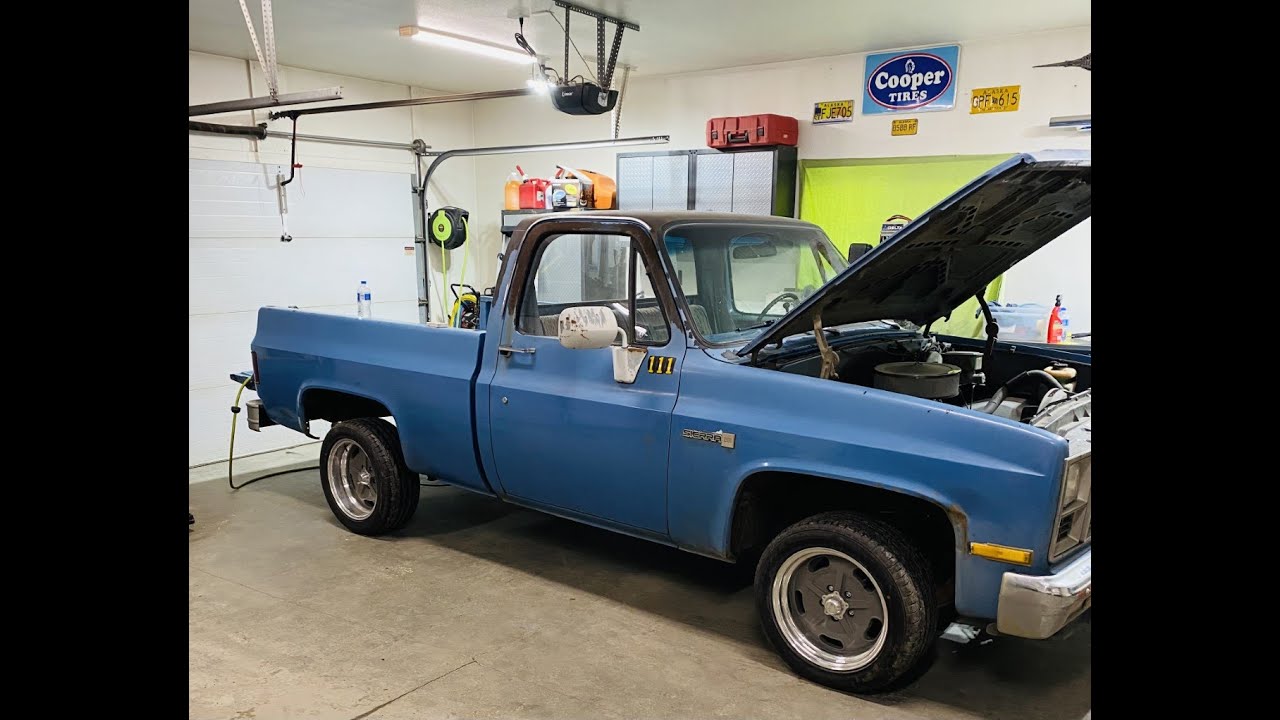 1982 square body c10 project pt.1 4/6 drop kit - YouTube