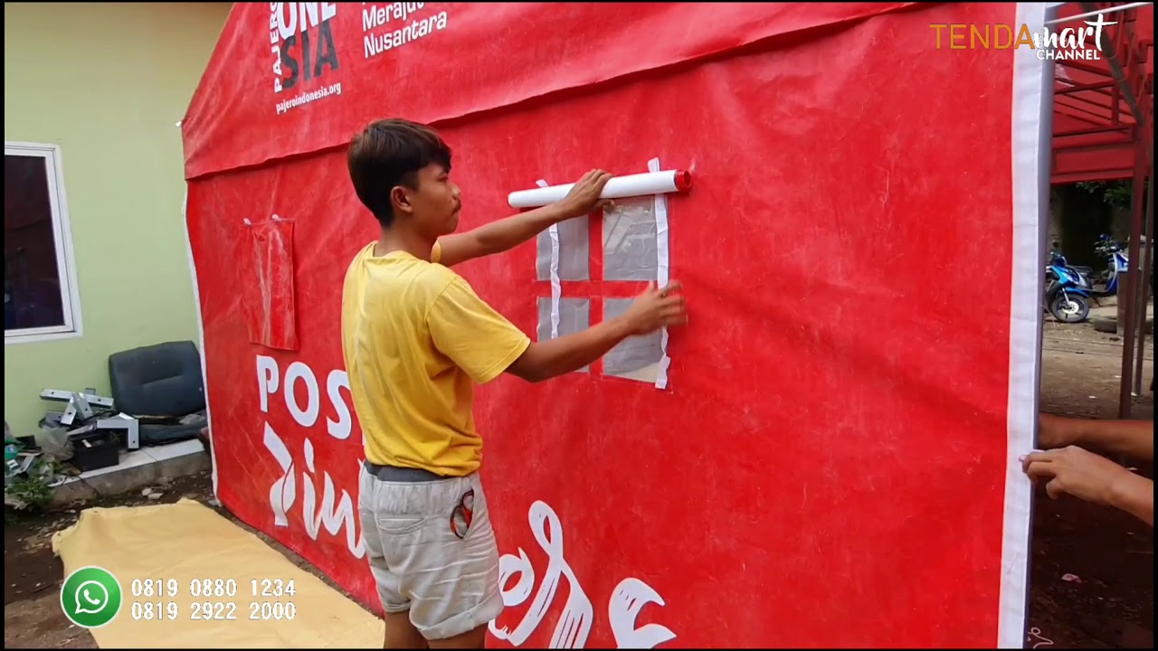 contoh tenda posko bencana ukuran 4mx6m dan cara pemasangan - YouTube