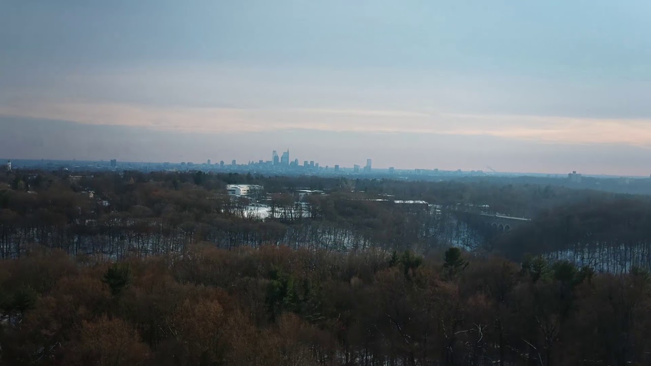 Drone footage of Blue Bell Park between Roxborough and Germantown ...