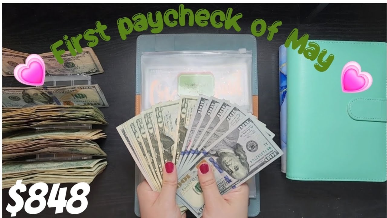 Realistic cash stuffing! First paycheck of May. $848! Low income single ...