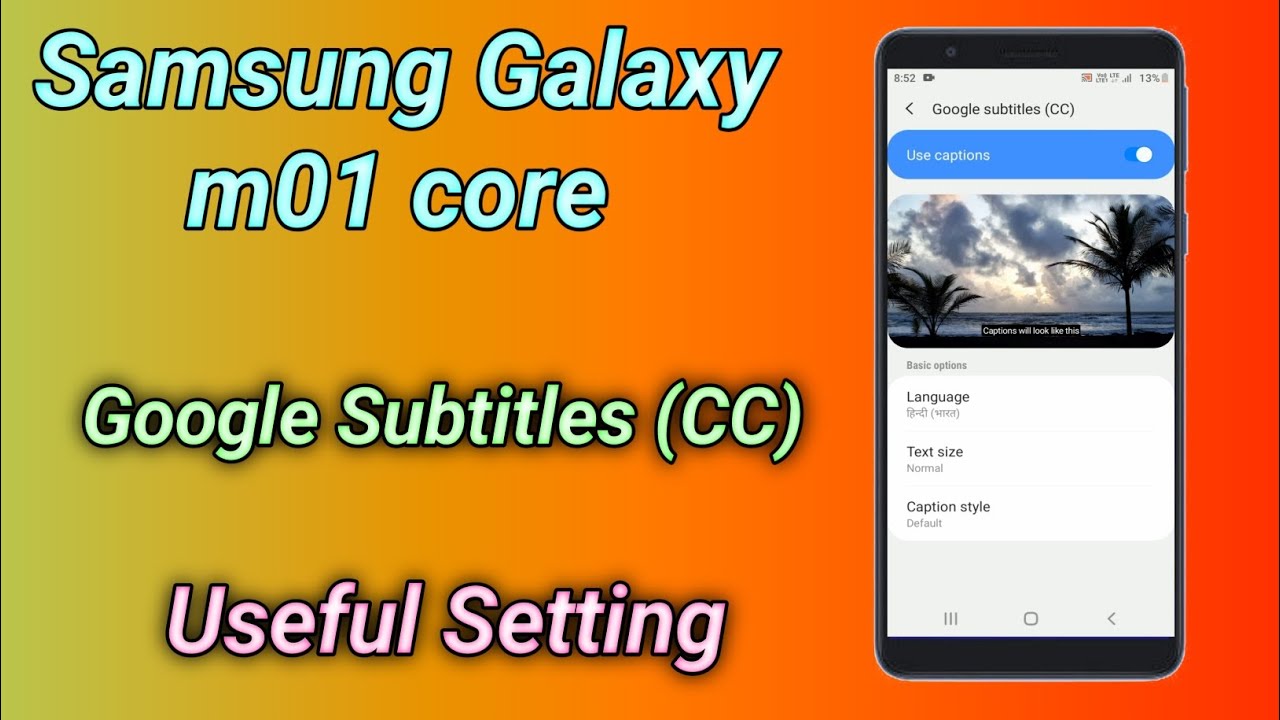 Samsung Galaxy m01 core Google Subtitles (CC) useful setting - YouTube