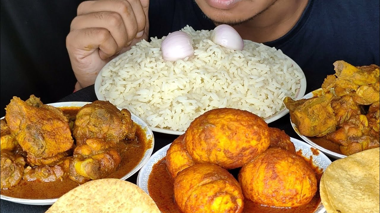 chicken rice eating challenge chicken rice eating asmr egg rice eating ...