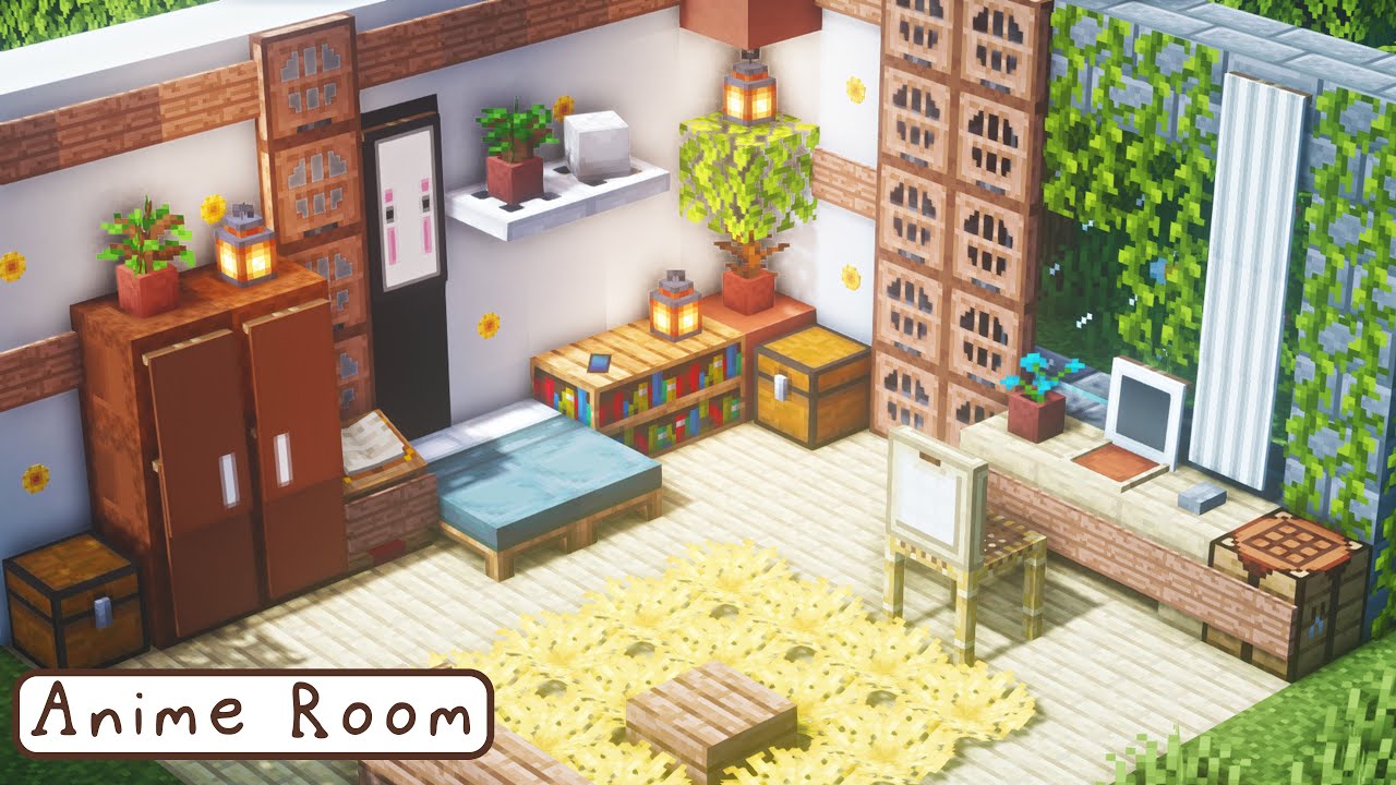 Minecraft: Anime Room 🌺 (relaxing video) || How to build - Tutorial #18 ...