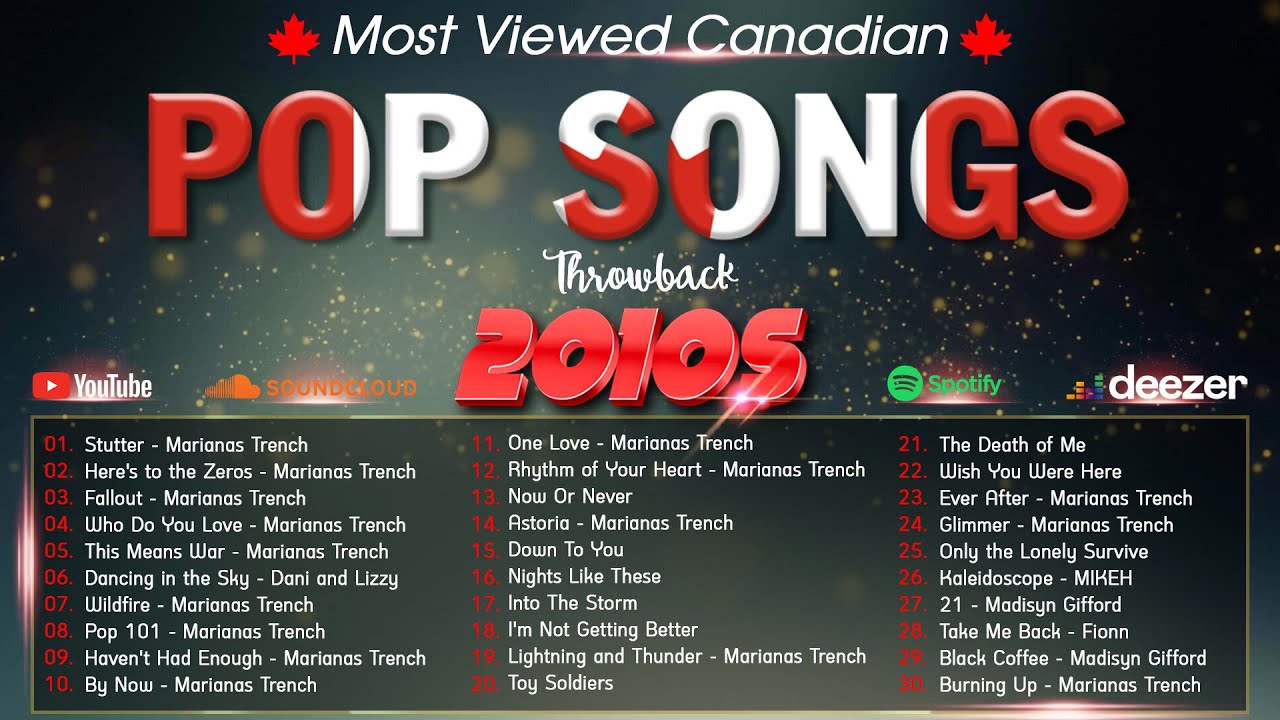 Most Viewed Canadian Pop Songs | Throwback 2010s Playlist | Marianas ...