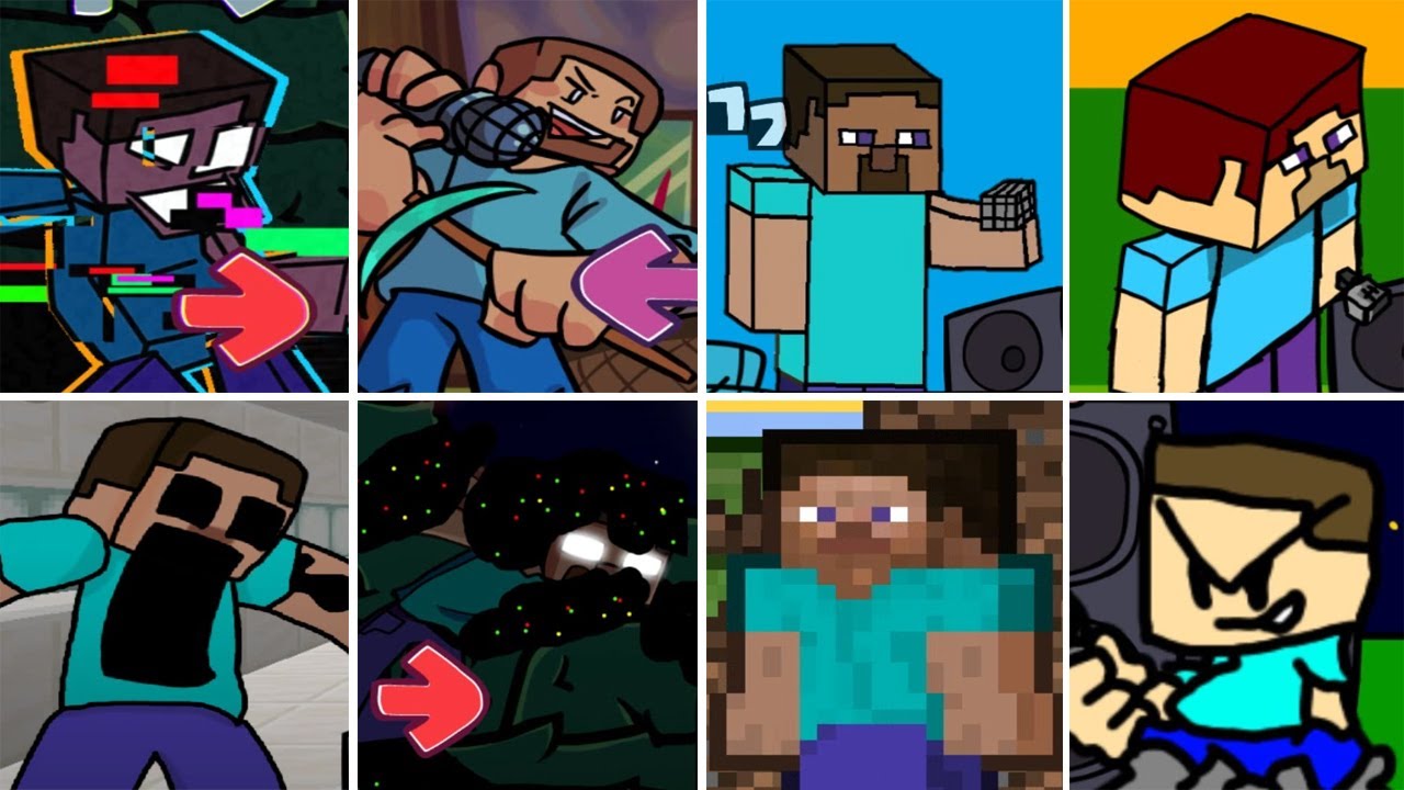 Friday Night Funkin - All Steve Mods in FNF / FNF Mod (Minecraft) - YouTube