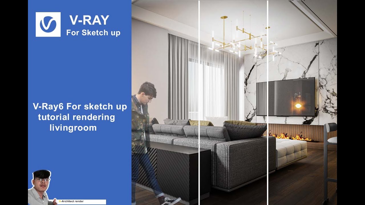 V RAY6 SKETCH REANDER TUTORIAL LIVINGROOM - YouTube