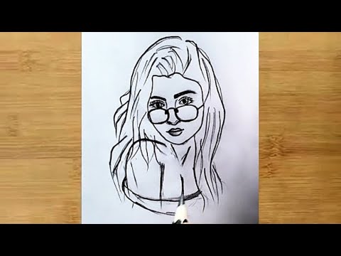 How to Draw a Girl with Glasses || Face Drawing || pencil sketch ...
