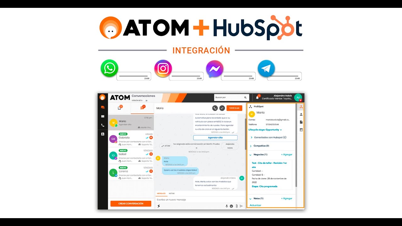 Cómo integrar WhatsApp con HubSpot - Conoce Atom - YouTube