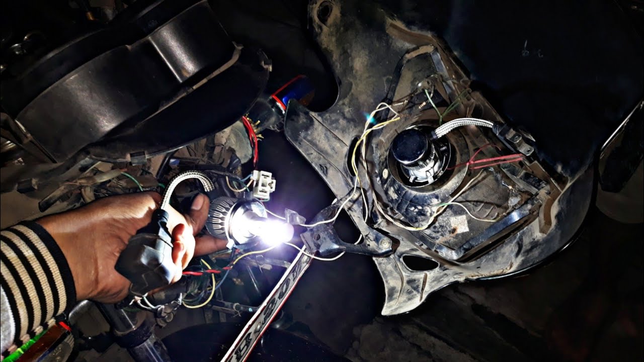 how to install LED headlight for all bike (hf deluxe) - YouTube