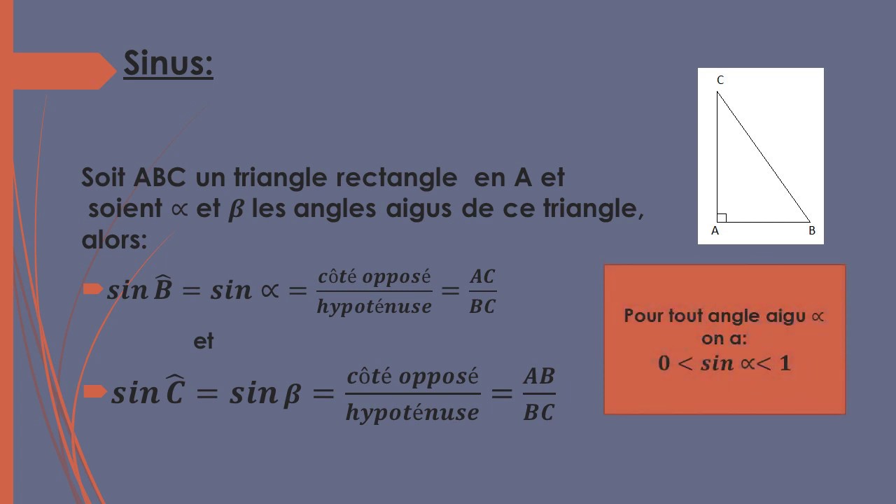 Trigonométrie dans un triangle rectangle (classe EB9) - YouTube