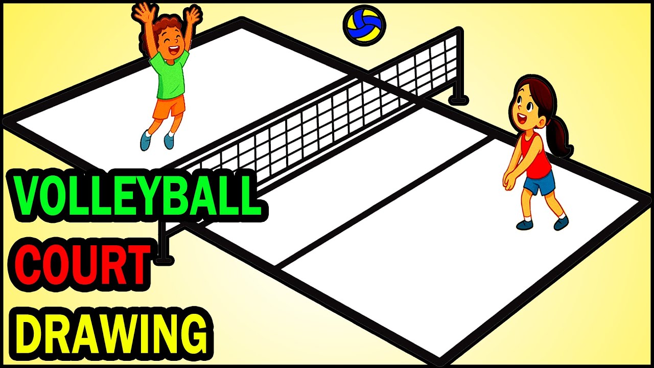 How to Draw Volleyball Court & Net | Drawing Jolly Arts by Jolly Toy ...