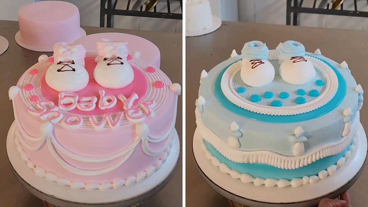 Pastel para baby shower con crema chantilly - YouTube