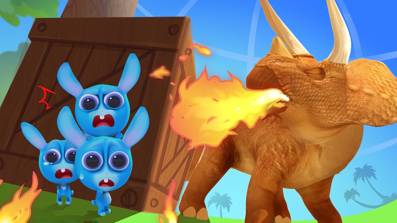 Dinosaur Looking For Little Rabbits | Rabbits Run Away | Cartoon for ...