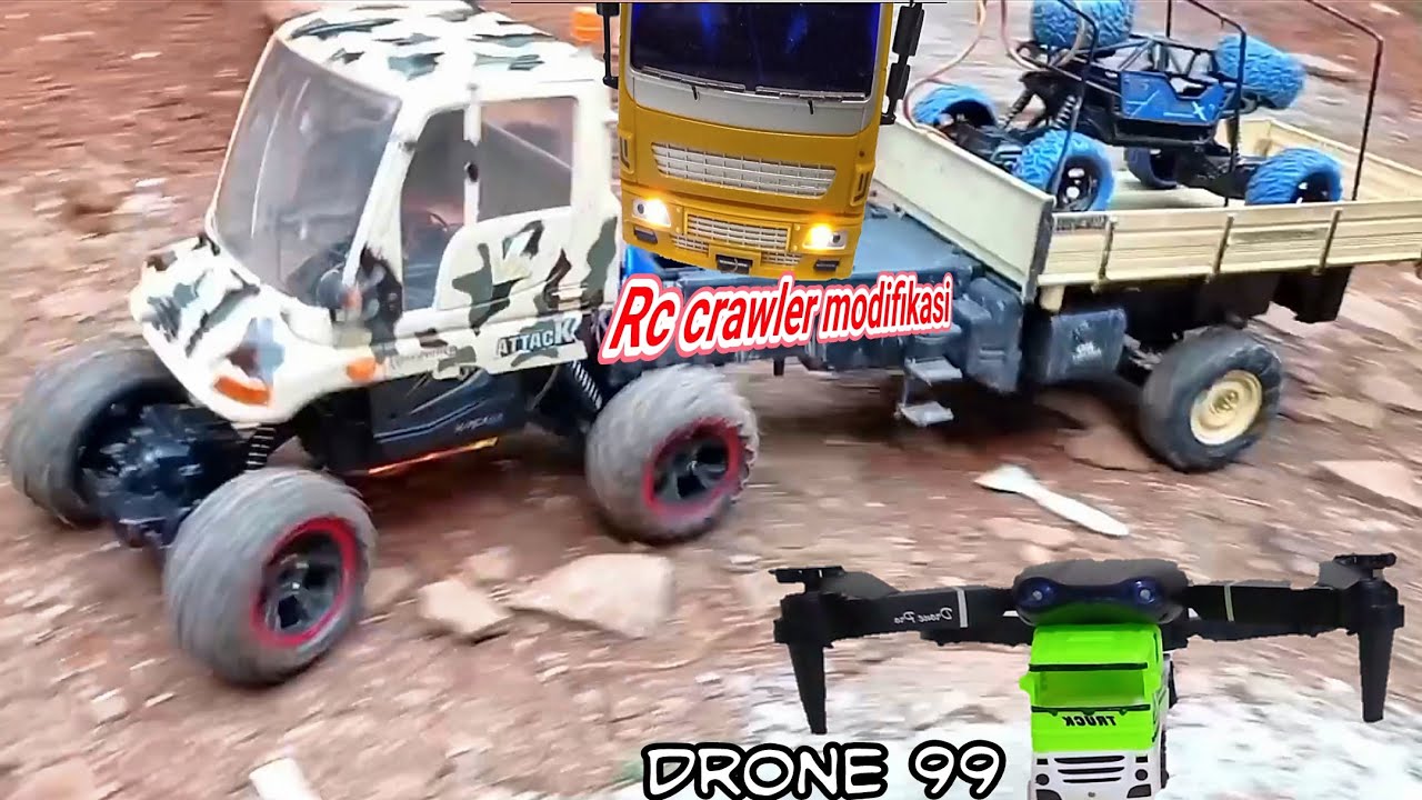 rc crawler 4wd modifikasi truk,e99 pro drone test terbang - YouTube