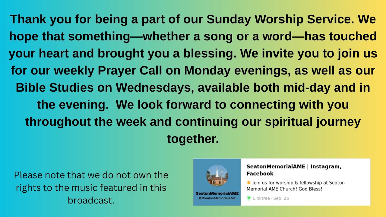 Seaton Memorial AME Sunday Service - YouTube
