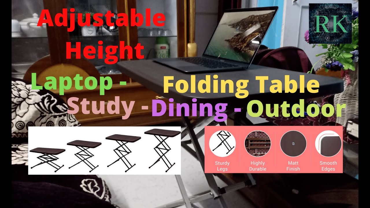 Supreme Scissor Height-Adjustable Folding Table Review - YouTube
