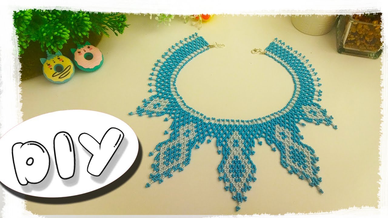 DIY Necklace with bead patterns. How to make a necklace from beads ...