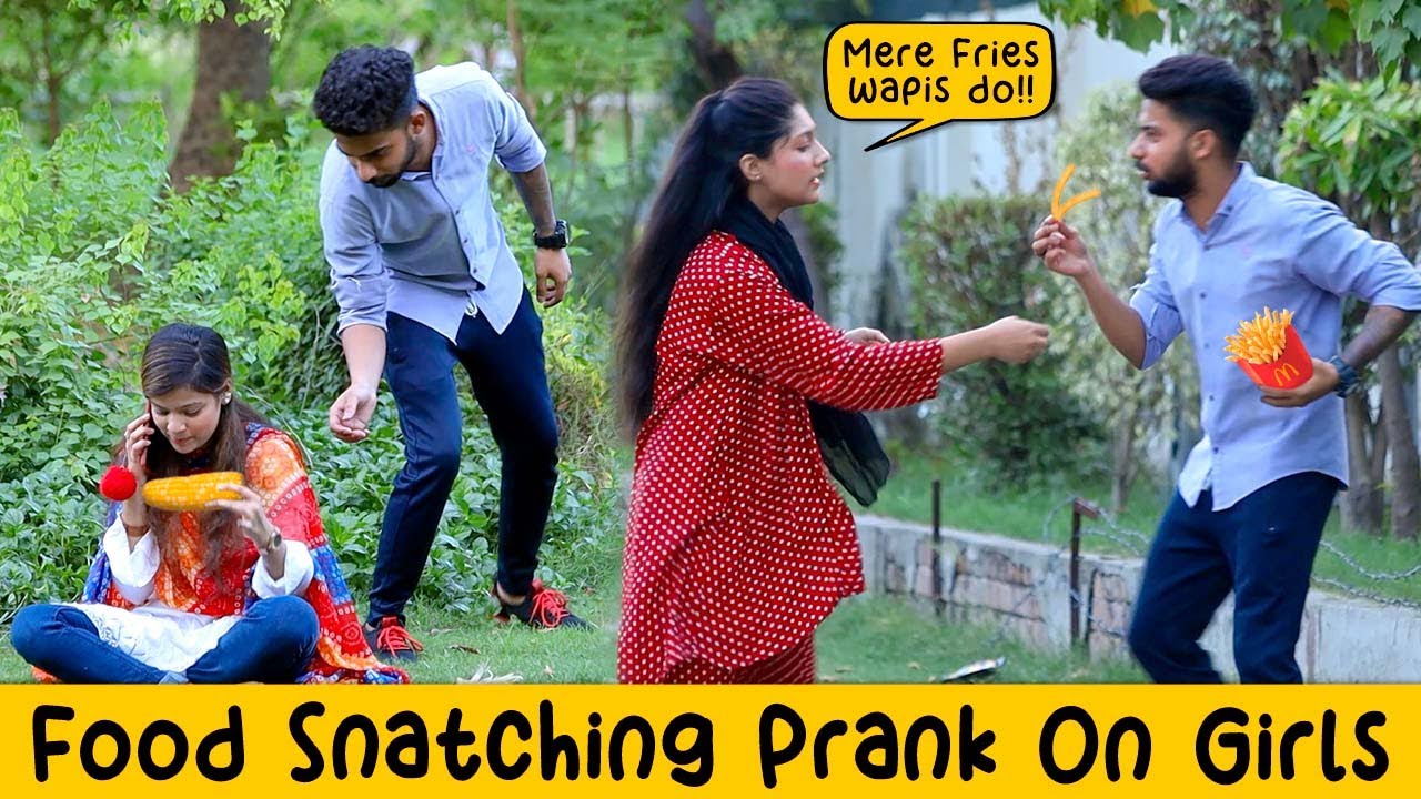Food Snatching Prank On Cute Girls @CrazyPrankTV - YouTube
