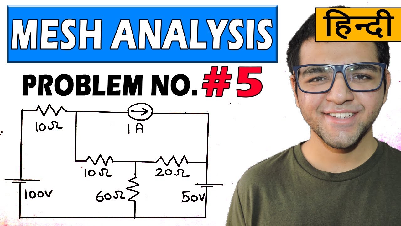 Mesh Analysis problems ( with current source ) in Hindi [ Problem 5 ] - YouTube