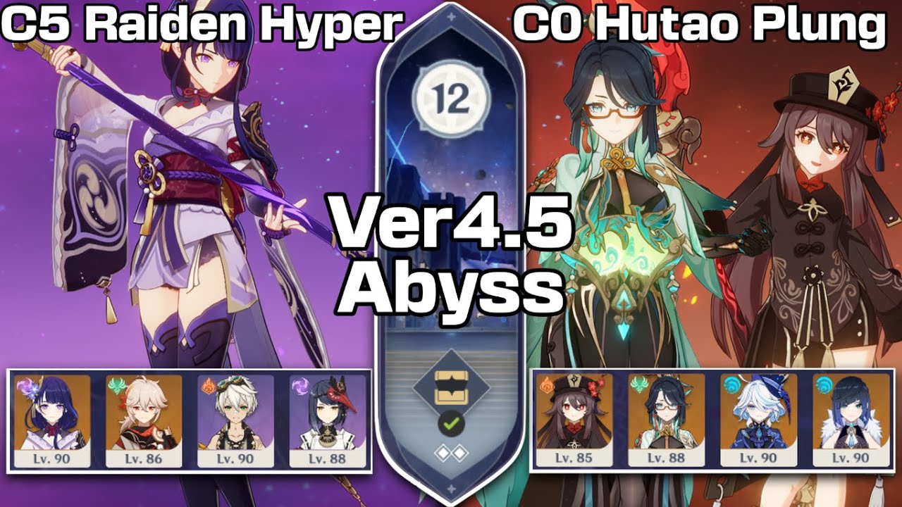 C5 Raiden Hyper Carry & C0 Hutao Plunging | Spiral Abyss 4.5 | Genshin ...