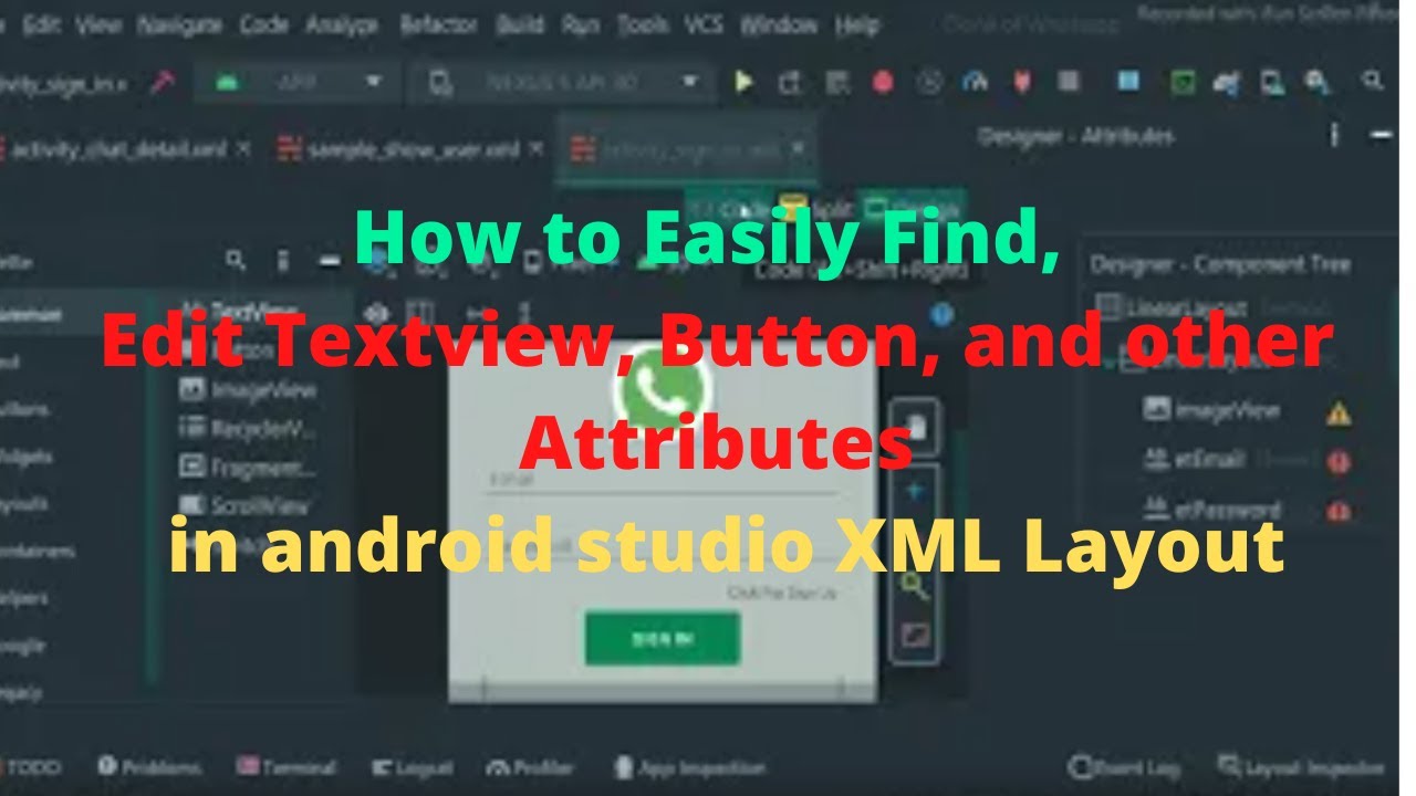 How to Easily Find, Edit Textview, Button and other Attribute in android studio XML Layout - YouTube