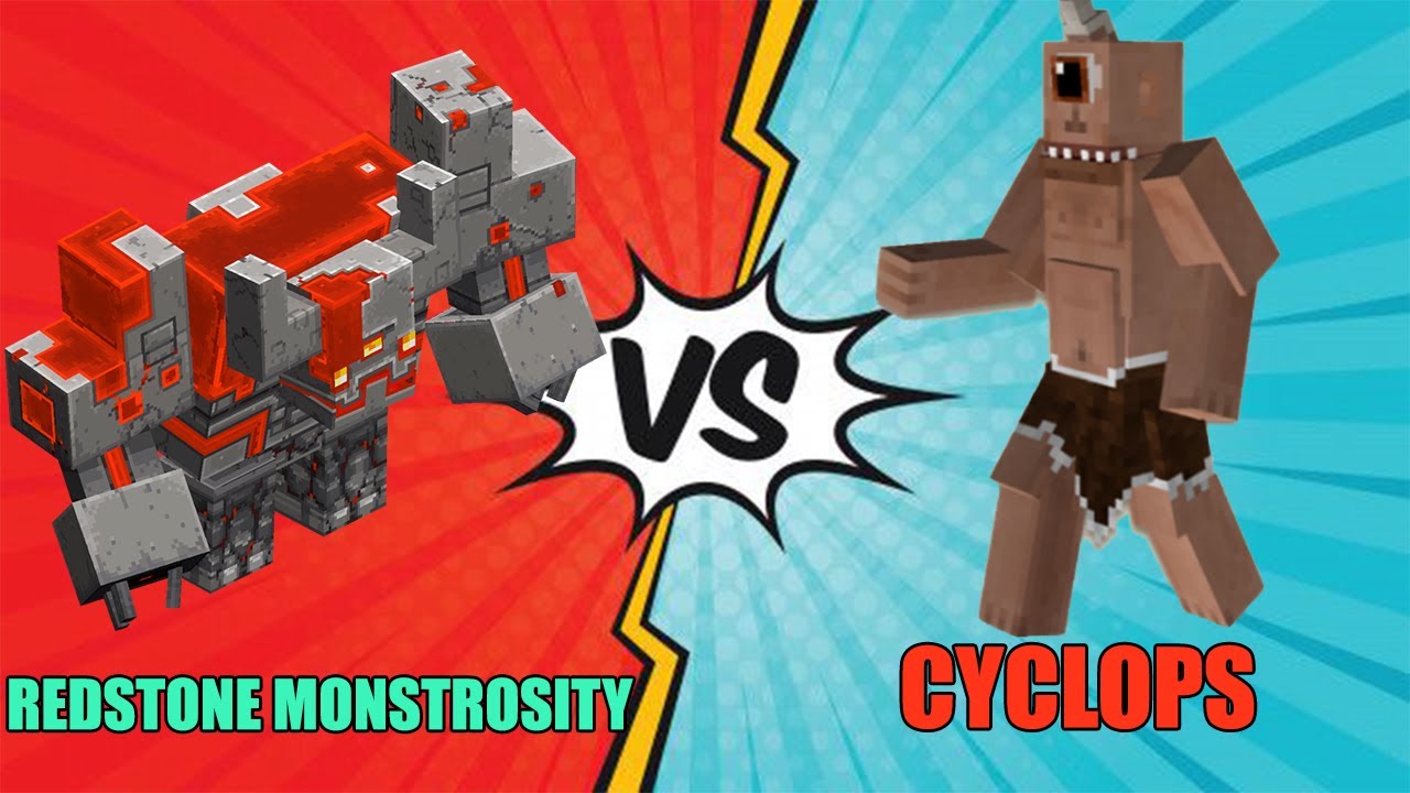 REDSTONE MONSTROSITY VS CYCLOPS FIGHT IN MINECRAFT|MINECRAFT MOB BATTLE ...