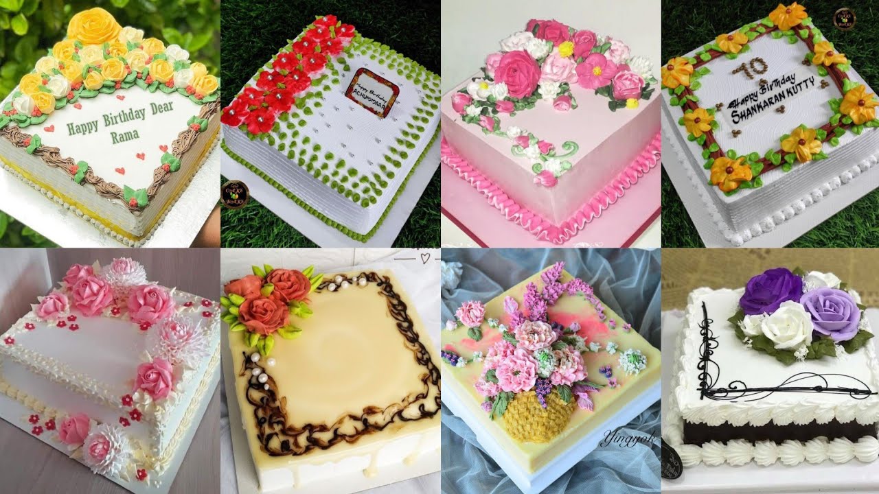 👌Rectangle Cake Design || Square Shape Cake Design || Rectangle Cake ...