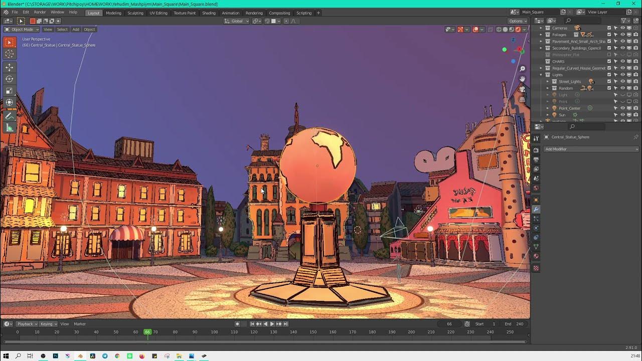Grease Pencil Workflow Demo - Town's Square - YouTube