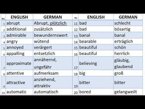 Common german adjectives A-C ǀ Gemeinsame deutsche Adjektive A-C - YouTube