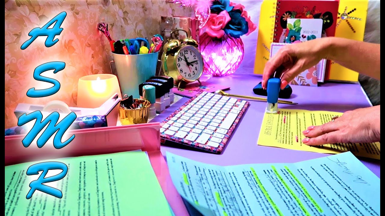 ASMR Office Sounds | Clock Ticking, Typing, Writing, Stamping, Highlighting, Paper, No Talking ...