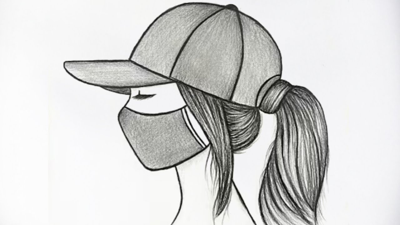 Beautiful girl with mask drawing / Pencil sketch for beginners / Easy ...