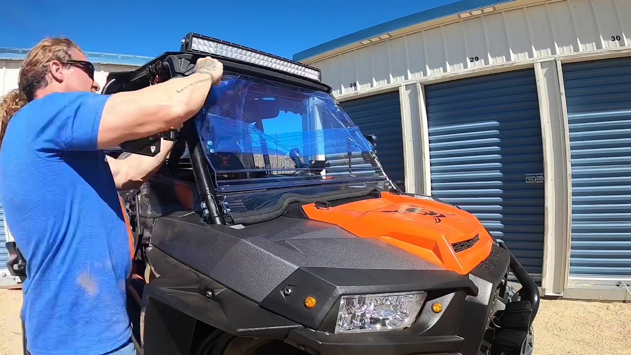 SuperATV flip up windshield install and review - YouTube