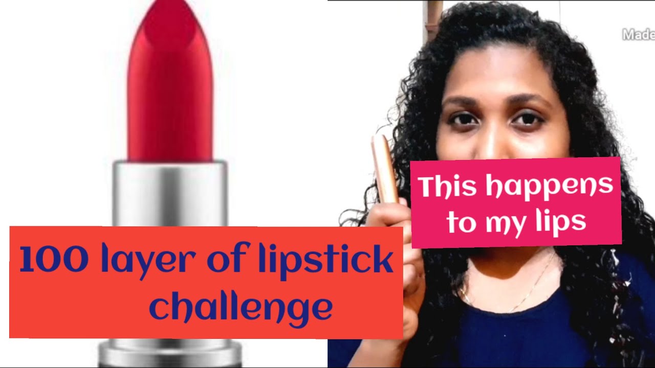 100 layer of lipstick challenge// this happens to my lips// fun video ...