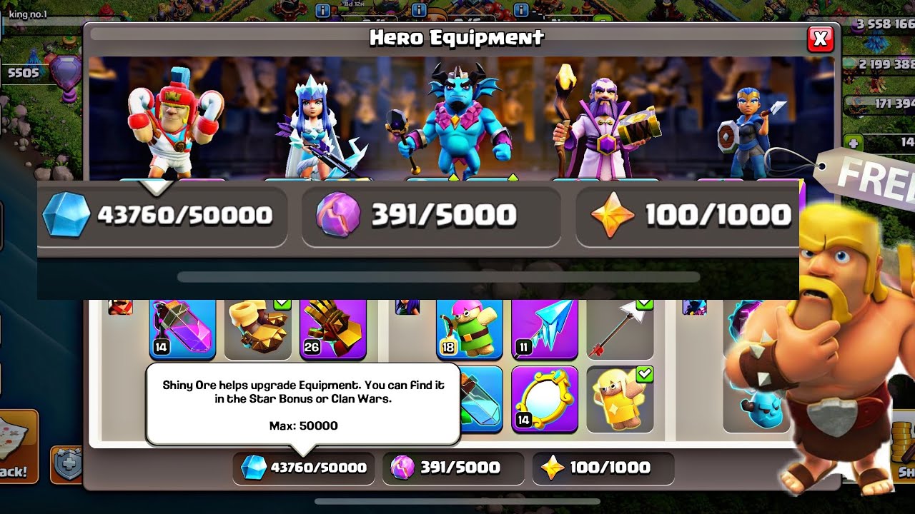 How to get FREE & Faster shiny ore💠GLOWY ore 🟣STARRY ore⭐️ in clash of ...