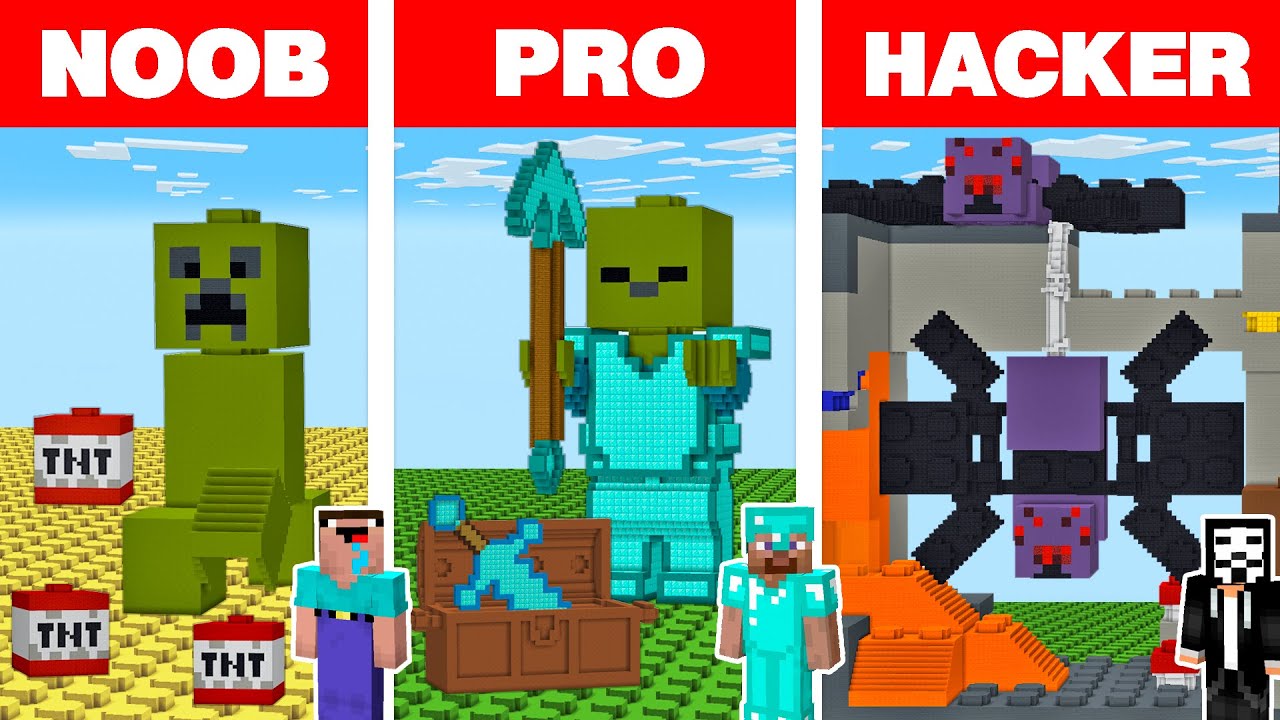 Minecraft NOOB vs PRO vs HACKER: LEGO MONSTER HOUSE BUILD CHALLENGE in ...