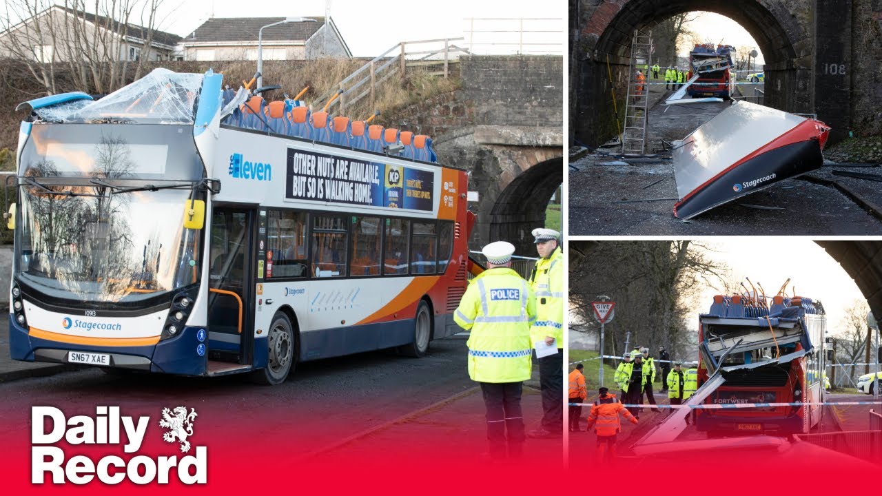 Kilmarnock bus crash sees double decker roof ripped off as four people ...